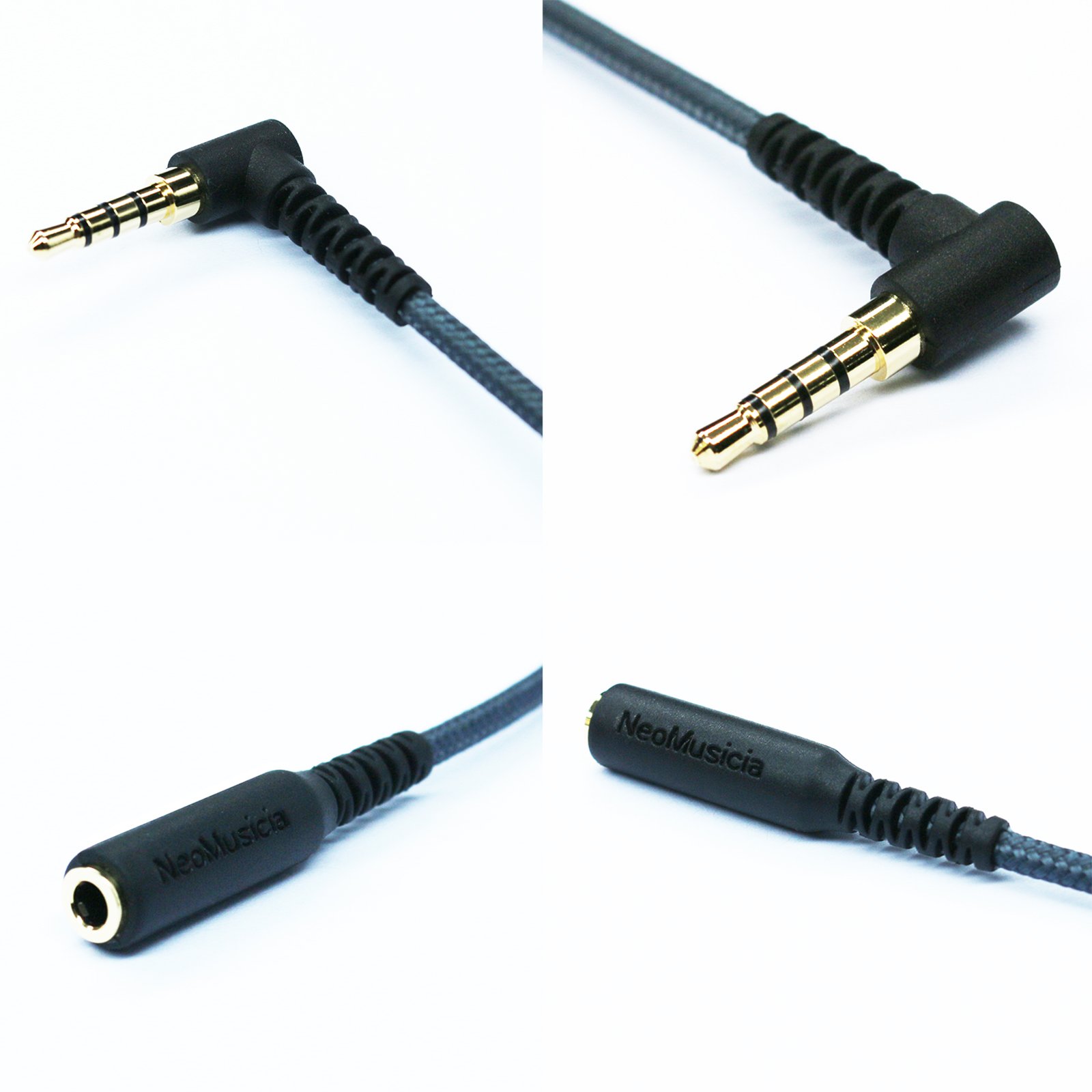 KetDirect 100cm(3.2ft) Right angle 4 pole 3.5mm 1/8 inch male to 4 pole 3.5mm 1/8 inch Female Stereo Audio headphone earphone Extension Cable adapter Cord Tangle-Free Braided wire