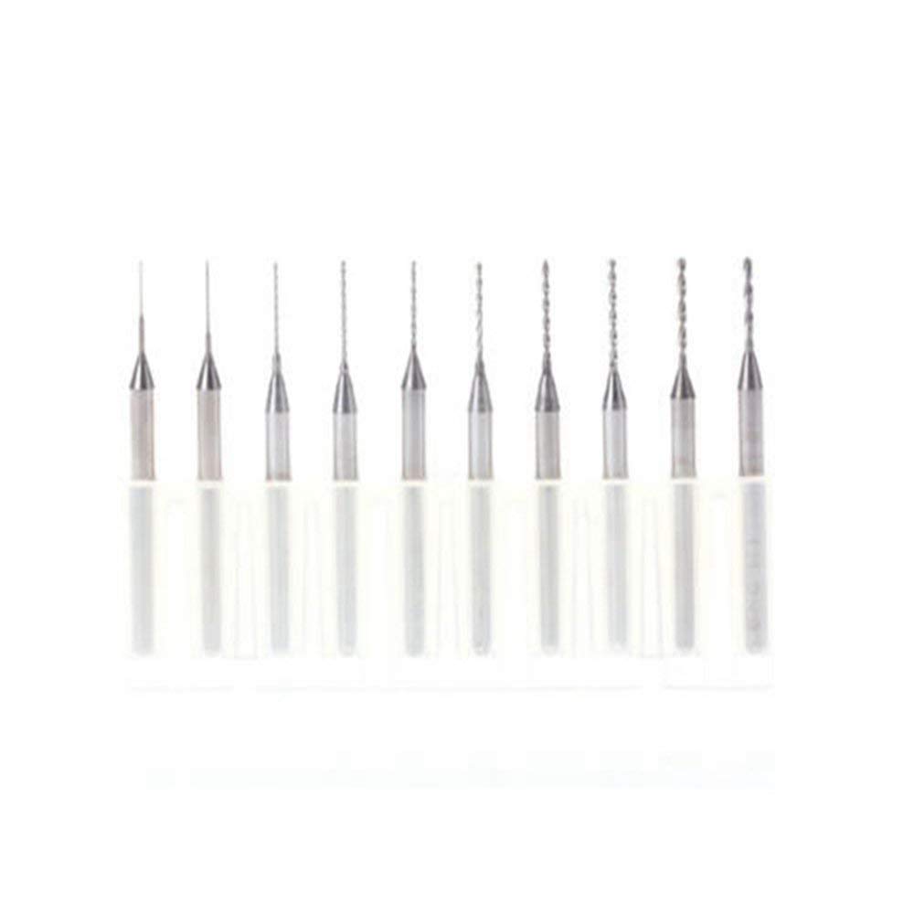 SHINA 10x 0.3mm to 1.2mm Carbide PCB Dremel Jewelry CNC Engraving Drill Bits Set, 10Pcs PCB Print Circuit Board Carbide Micro Drill Bits 0.3mm to 1.2 mm