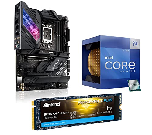 INLAND 1TB GEN 4 PCIE 4.0 NVMe M.2 2280 SSD + Intel Core i9-12900K Desktop Processor 16 (8P+8E) Cores up to 5.2 GHz Unlocked LGA1700 Desktop Processor with ASUS ROG Strix Z690-E Gaming WiFi Motherboar