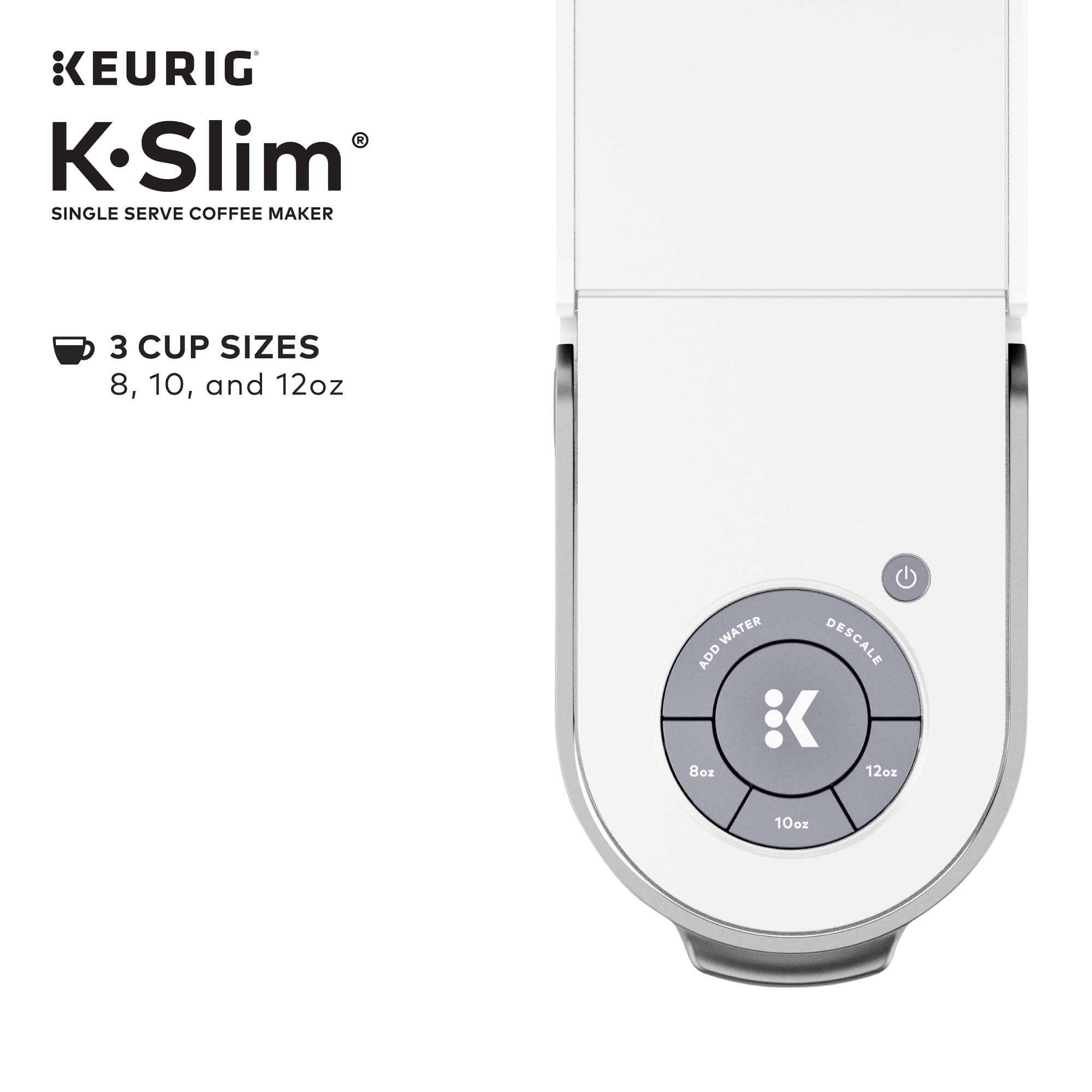 Keurig K-Slim Coffee Maker, Single Serve K-Cup Pod Coffee Brewer, 8 to 12oz. Brew Sizes,White (Renewed)
