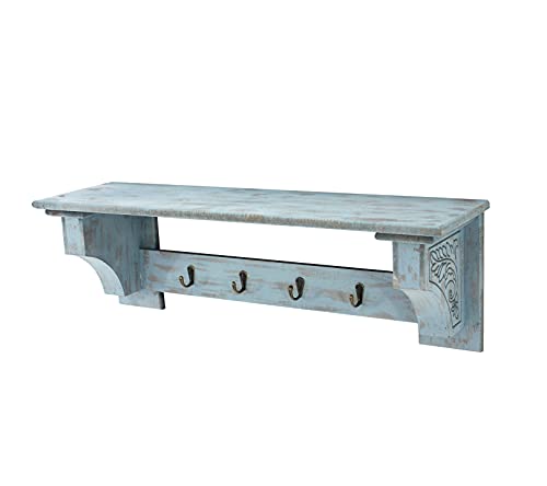 Teton Home WD-062 4-Hook Wood Shelf