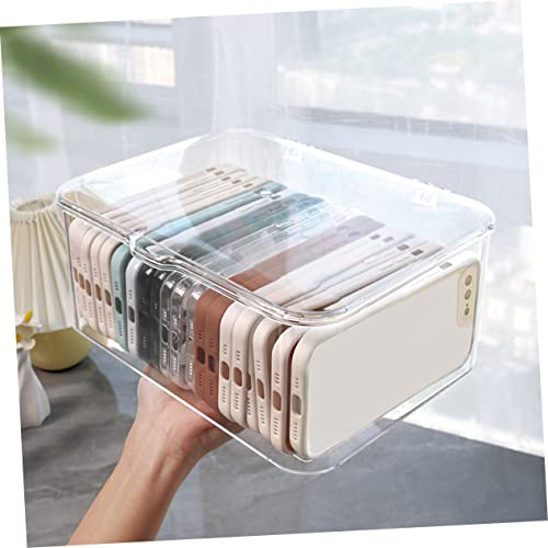 Beavorty Transparent Storage Box Clear Organizer Box Clear Storage Box with Lid Plastic Container with Lid Flip Top Box Plastic Home Office Container Pantry Fridge Organizer Box Household