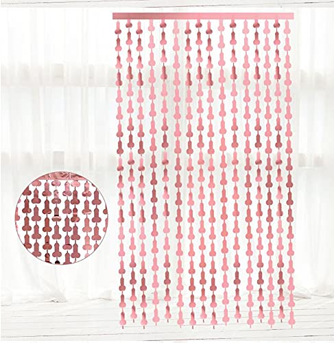 Bachelorette Party Decorations Rose Gold Fringe Curtains Bridal Shower Decorations Hen Party Rose Gold Pink Backdrop (2 Pack 3.2 x 6.6 ft) (Rose Gold)