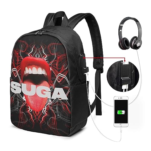 GADEKD Megan Singer Thee Rapper Stallion 17Inch Travel Laptop Backpack Durable Daypack with USB Charging Port Computer Bag Gifts for Men & Women