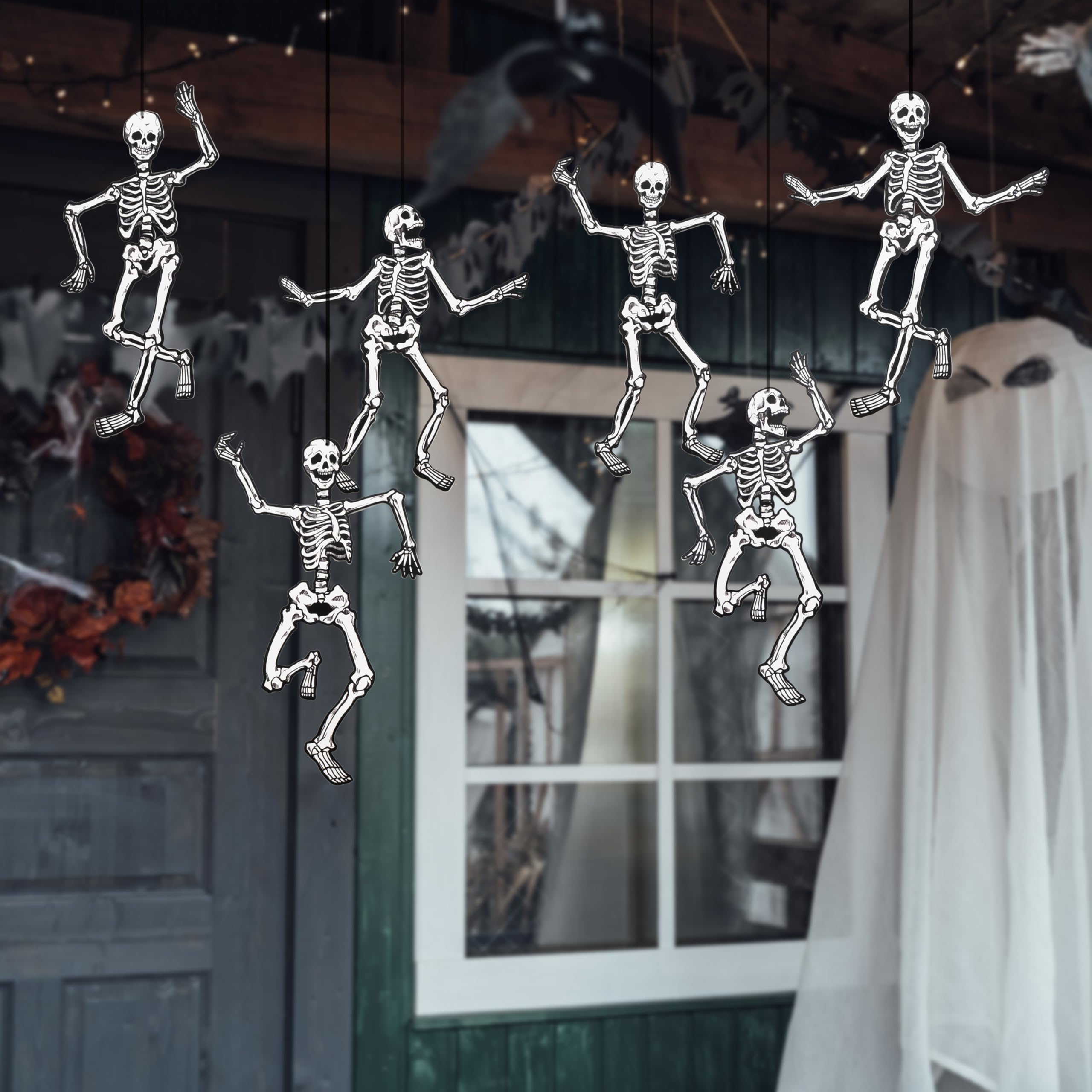 Cheerland Skeleton Bone Garland for Halloween Gatherings White Skull Dancing Bones Spooky Scary Celebration Party Decorations and Supplies
