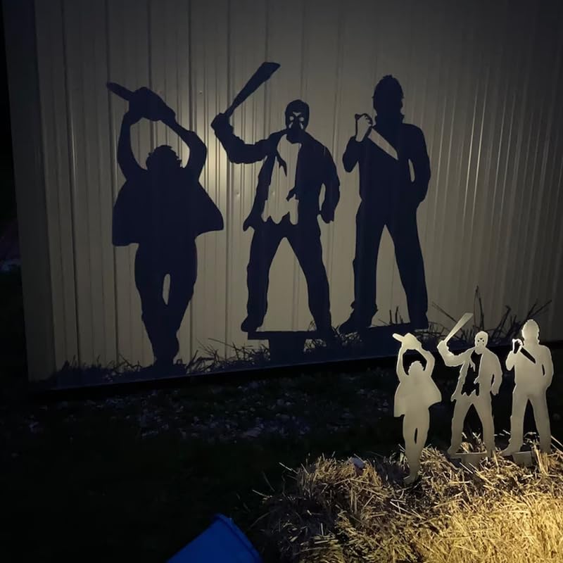 Bogshop Halloween Table Top Shadow Figures Halloween Yard Stakes Shadow Caster Metal Desktop Ornament Home Restaurant Decoration Metal Figures Silhouette Decor (Douchebag-3Pcs)