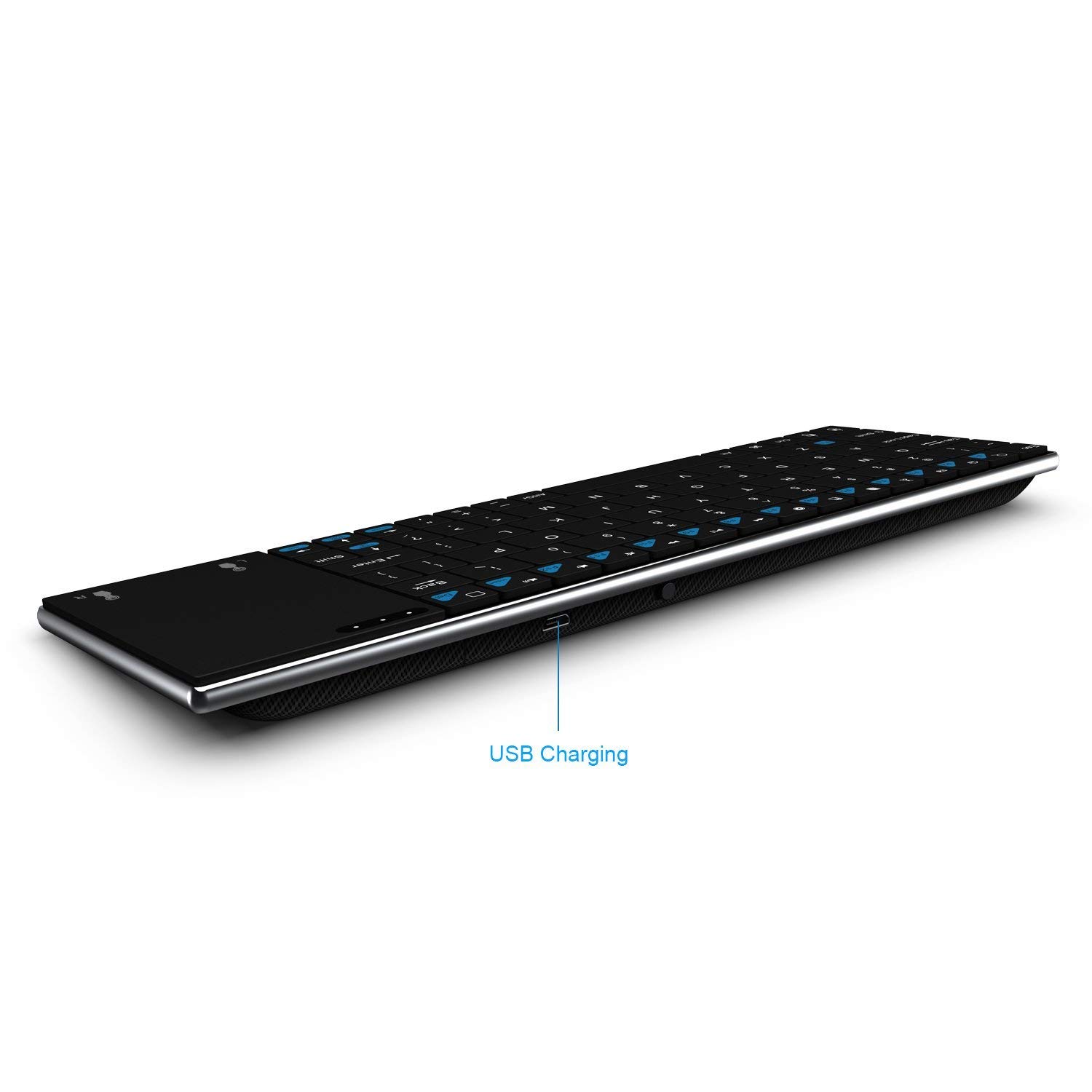 Rii (Newest Version) K12+ Mini Wireless Keyboard with Touchpad Mouse, Stainless Steel Portable Wireless Keyboard with USB Receiver for MacBook/iPad/Tablet/PC/Laptop/Smart TV/Raspberry Pi - Black
