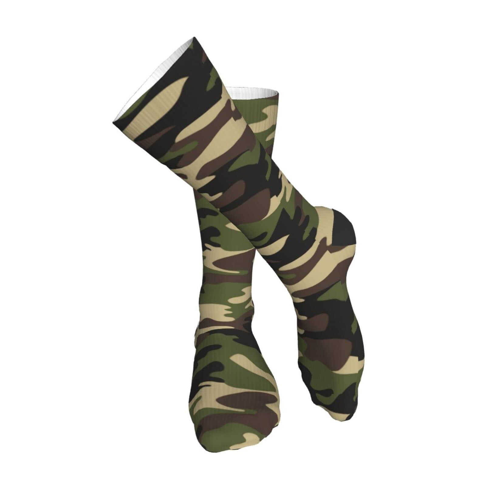 Braytow Army Green Camouflage Unisex Compression Socks For Women And Men Polyester Knee High Sock For Running Travel Athletic Cycling
