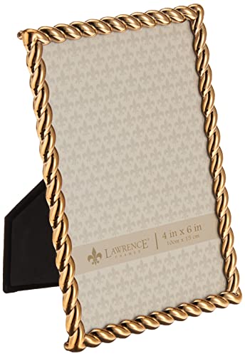Lawrence Frames Rope Design Metal Frame, 4x6, Gold