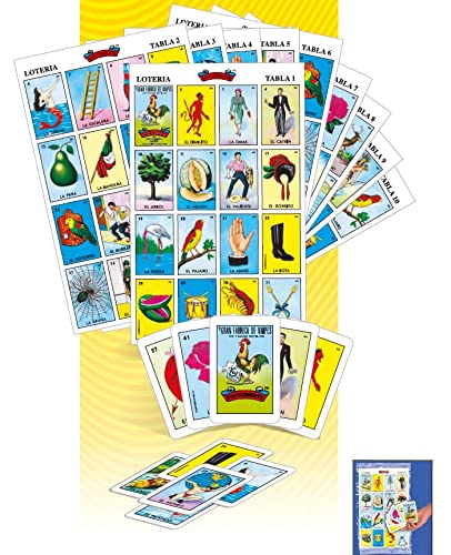 Loteria Authentic Mexican Game, Bingo Game with Colorful Illustrated Cards, Don Clemente Brand (10 Tablas (10 Boards))