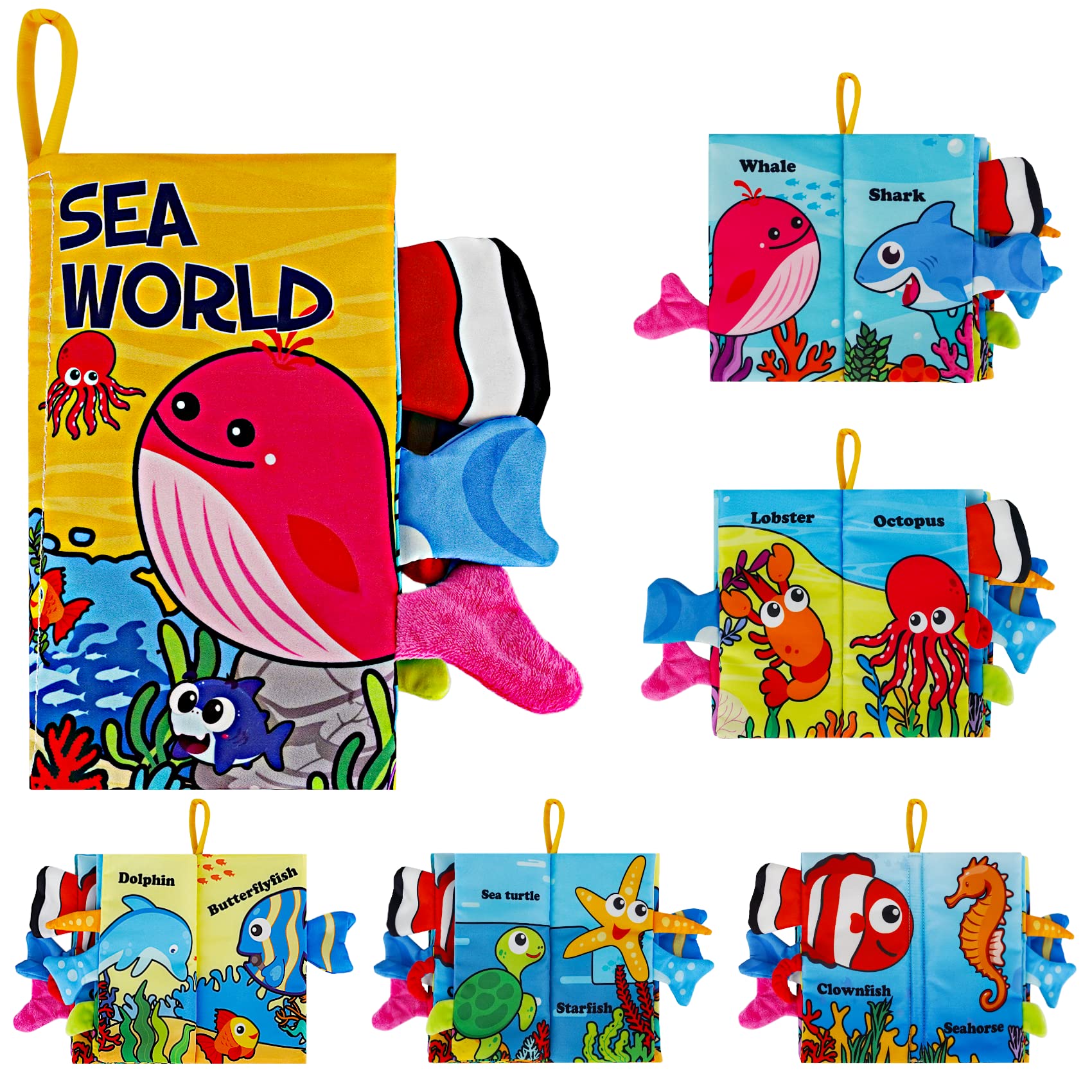 Jupizia Baby Books Toys, Touch and Feel Crinkle Soft Sensory Cloth Books for Babies, Newborns & Infants, Tails Toys Gifts for Boys & Girls
