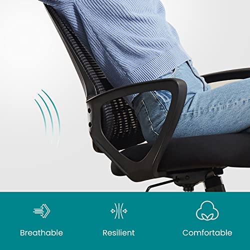Office Chair, Ergonomic Office Chair Computer Chair Mesh Home Office Desk Chairs with Armrests, Rolling Swivel Chair with Lumbar Support Height Adjustable