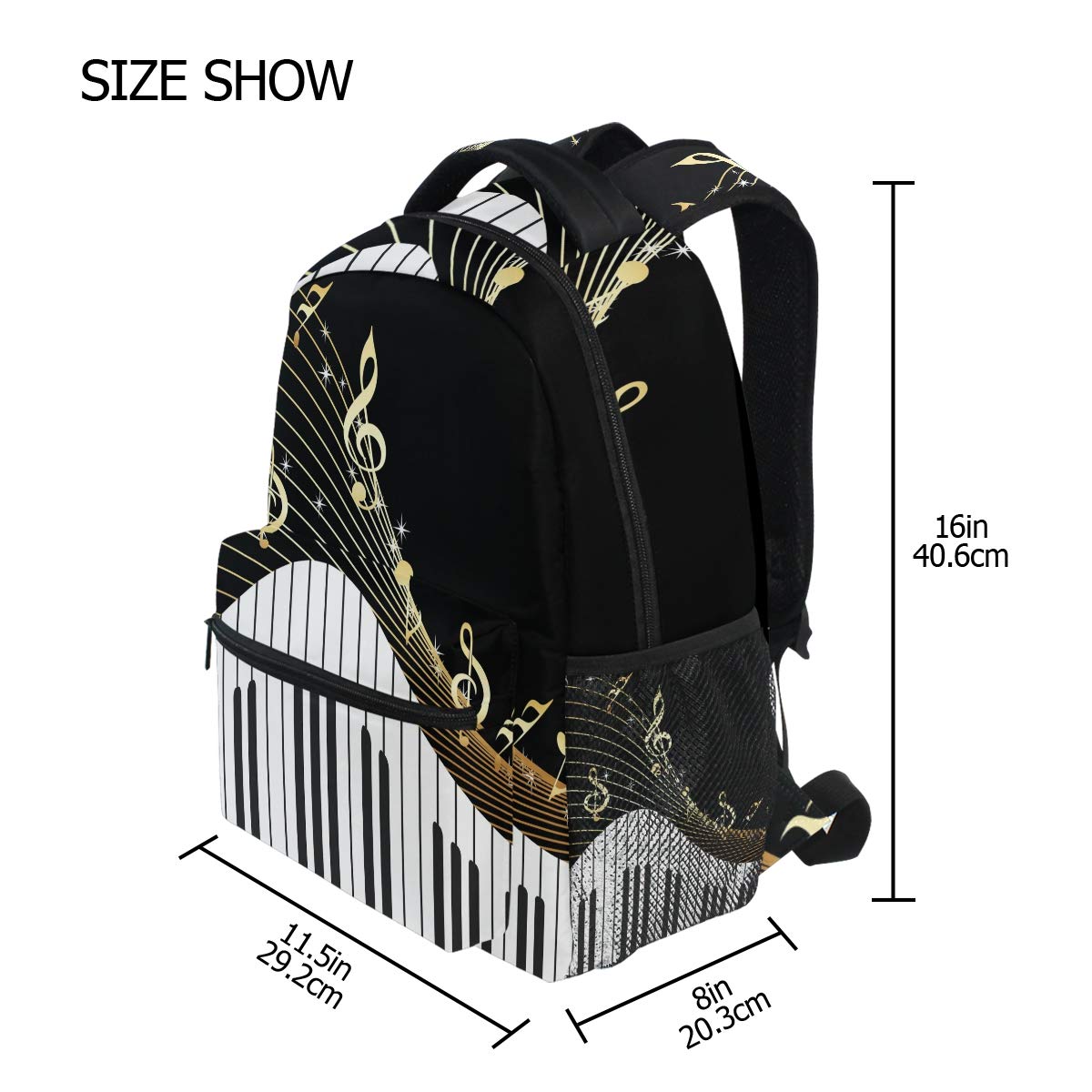 AUUXVA Piano Keyboard Music Note Backpack College School Book Shoulder Bag Travel Daypack for Boys Girls Man Woman