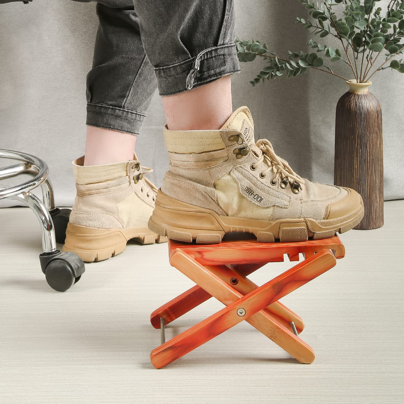 Miwayer Bamboo 4 Gears Adjustable Upscale Guitar Foot Rest Non-Slip Foot Stool Foldable Footrest from 4.5" up to 8",Accessory for Classical Acoustic Guitar Part