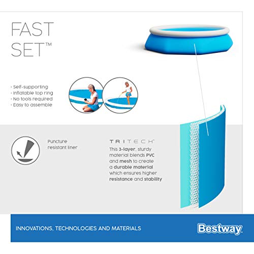 Bestway 10ft Fast Set Pool | Above Ground Swimming Pool for Kids and Adults, Outdoor Inflatable Pool, 3,800L