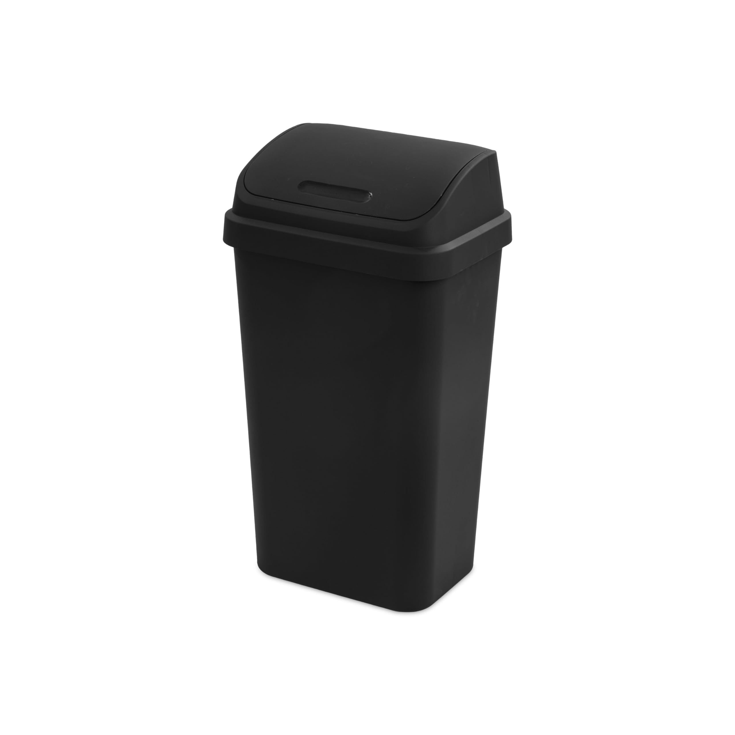 BMHSN 13 Gallon Trash Can, Plastic Swing Top Kitchen Trash Can (Black)