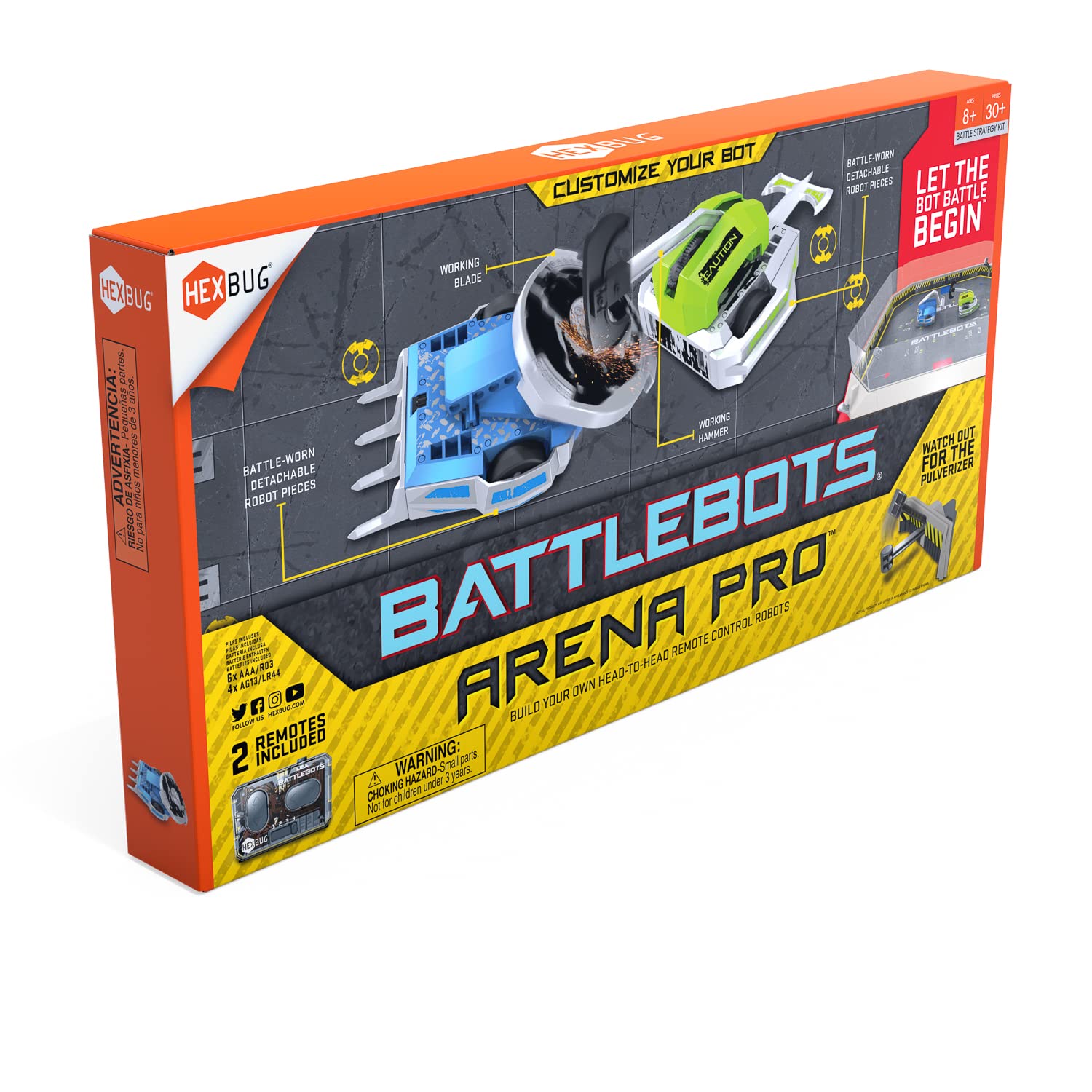 HEXBUG BattleBots Arena Pro, Remote Control Robot Toys for Kids with Over 100 Configurations, STEM Toys for Boys & Girls Ages 8 & Up, Batteries Included