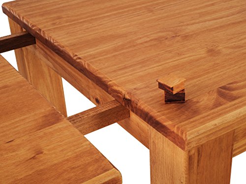 B.R.A.S.I.L.-Möbel TableChamp Dining Table Rio 31.5 x 31.5 Honey Solid Wood Pine Oiled Extension Extendable Komfort