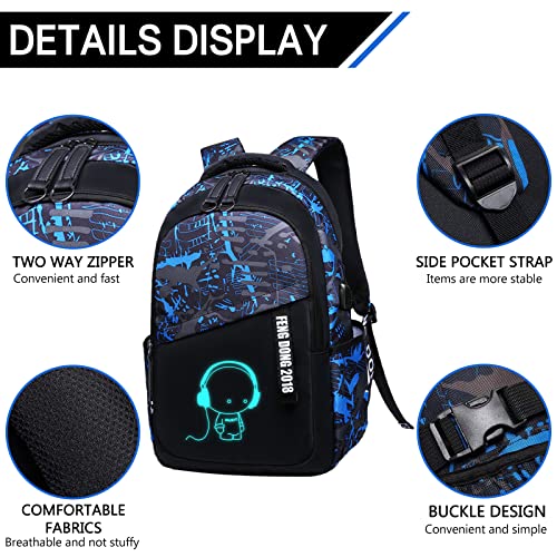 EDOSSA Backpack for Boys, 15.6 Laptop Backpack with USB Charging Port, Bookbag for School,Messenger Bag,Teens Backpack, Cool Backpack School, Backpack for Girls/Boys,luminous backpack,anime backpack.