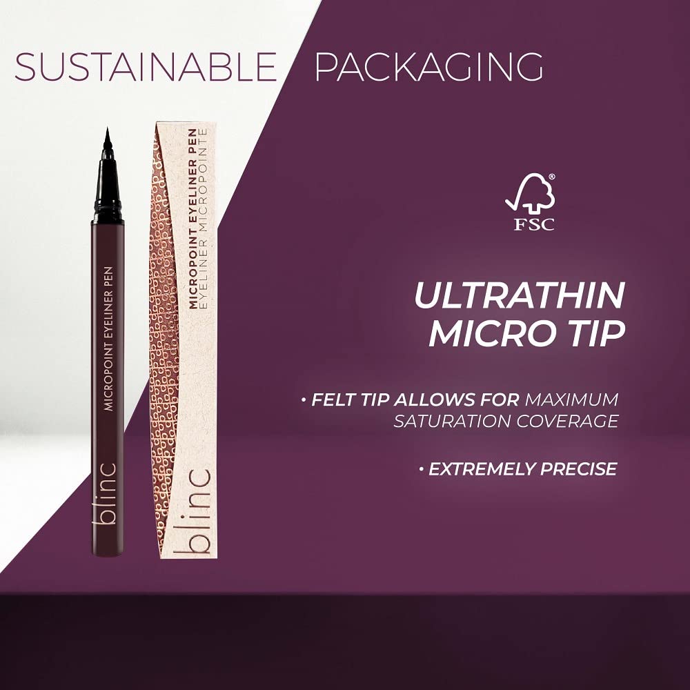 Blinc Micropoint Eyeliner Pen, Liquid Eyeliner Pen with ultra-precise Felt Tip, No-Skip, Ultra-Longwearing Highly-Pigmented Waterproof Eye Liner, Vegan, Gluten-Free and Cruelty-Free, 0.5mL/0.017 Fl Oz