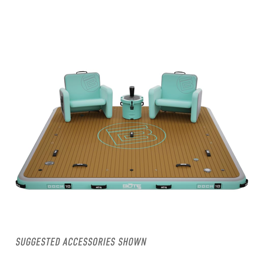 BOTE Inflatable Lake Float for Adults | Floating Island - Dock - Raft for Pool & Beach 10'x10'