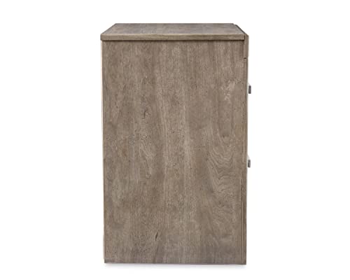 Signature Design by Ashley Culverbach Modern 2 Drawer Nightstand with 2 USB Charging Stations, Weathered Gray