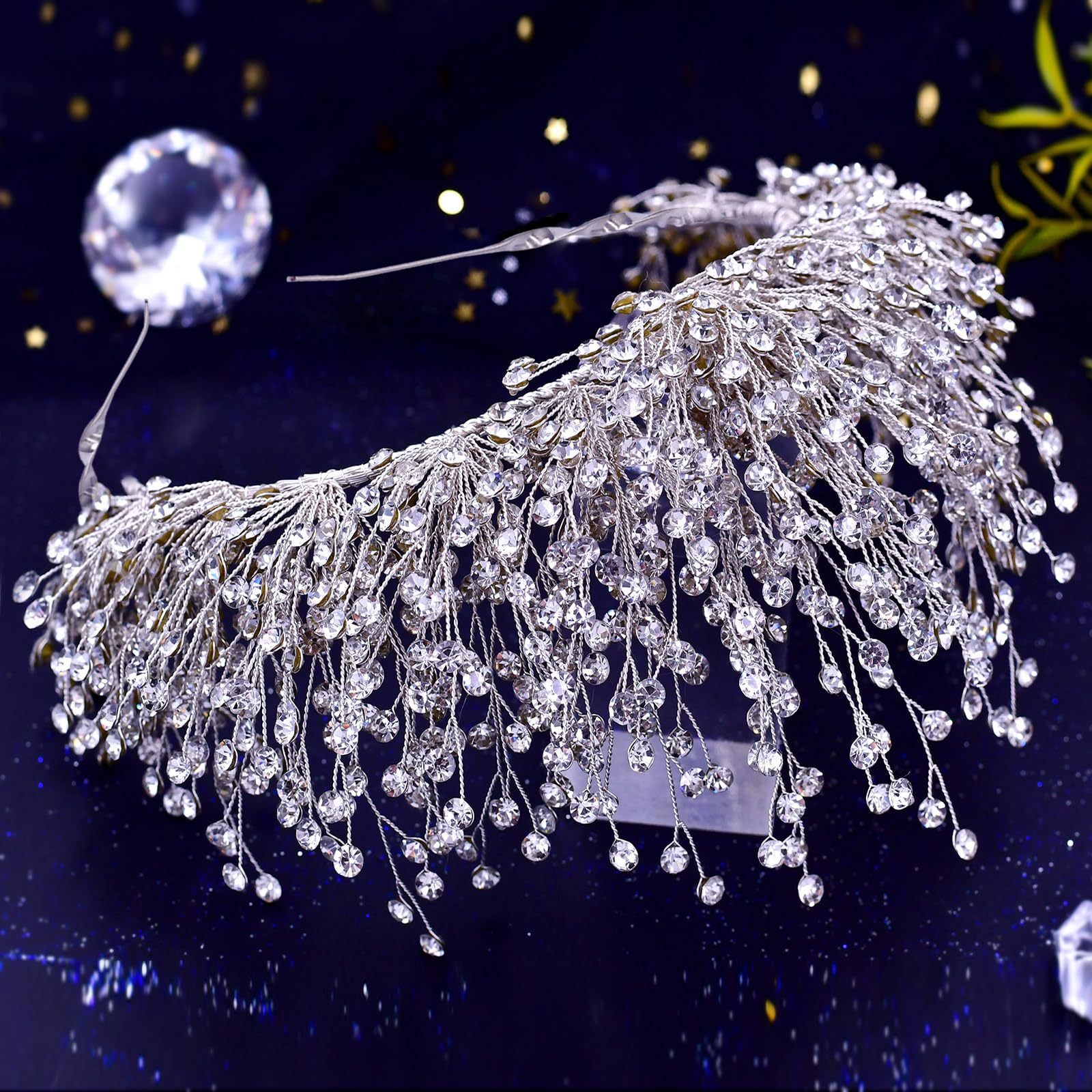 Bridal Wedding Headband Crystal Tiara Crown,Queen Tiaras and Crowns,Wedding Bride Crowns For Birthday Party Wedding Pageant Hair Accessories (Silver/Single crown)