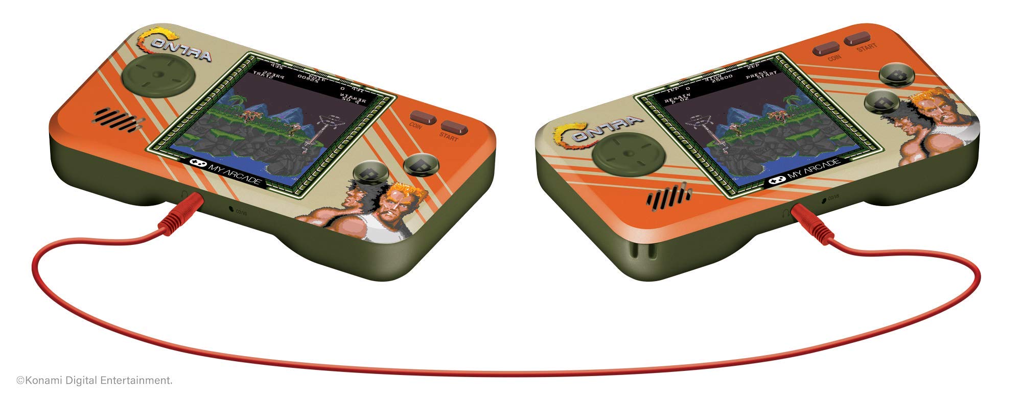 My Arcade Contra Pocket Contra and Super Contra, CO/VS Link for CO-OP Action, Full Color Display, Volume Controls, Headphone Jack, Battery or Micro USB Powered (DGUNL-3281) - Electronic Games