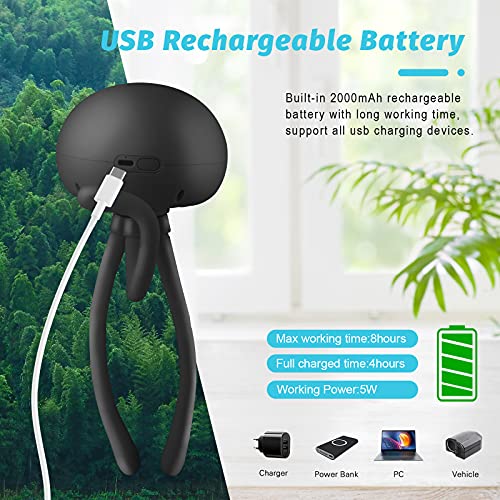 Stroller Fan Portable Bladeless Fan Mini Handheld Fan with Flexible Tripod Clip on Stroller Fan 3 Speeds Rechargeable Battery Operated Fan for Stroller, car Seat, Crib, Bike and Desktop (black)