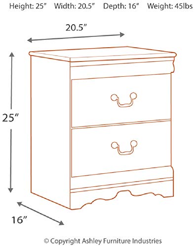 Signature Design by Ashley Anarasia Traditional Children's 2 Drawer Nightstand, White