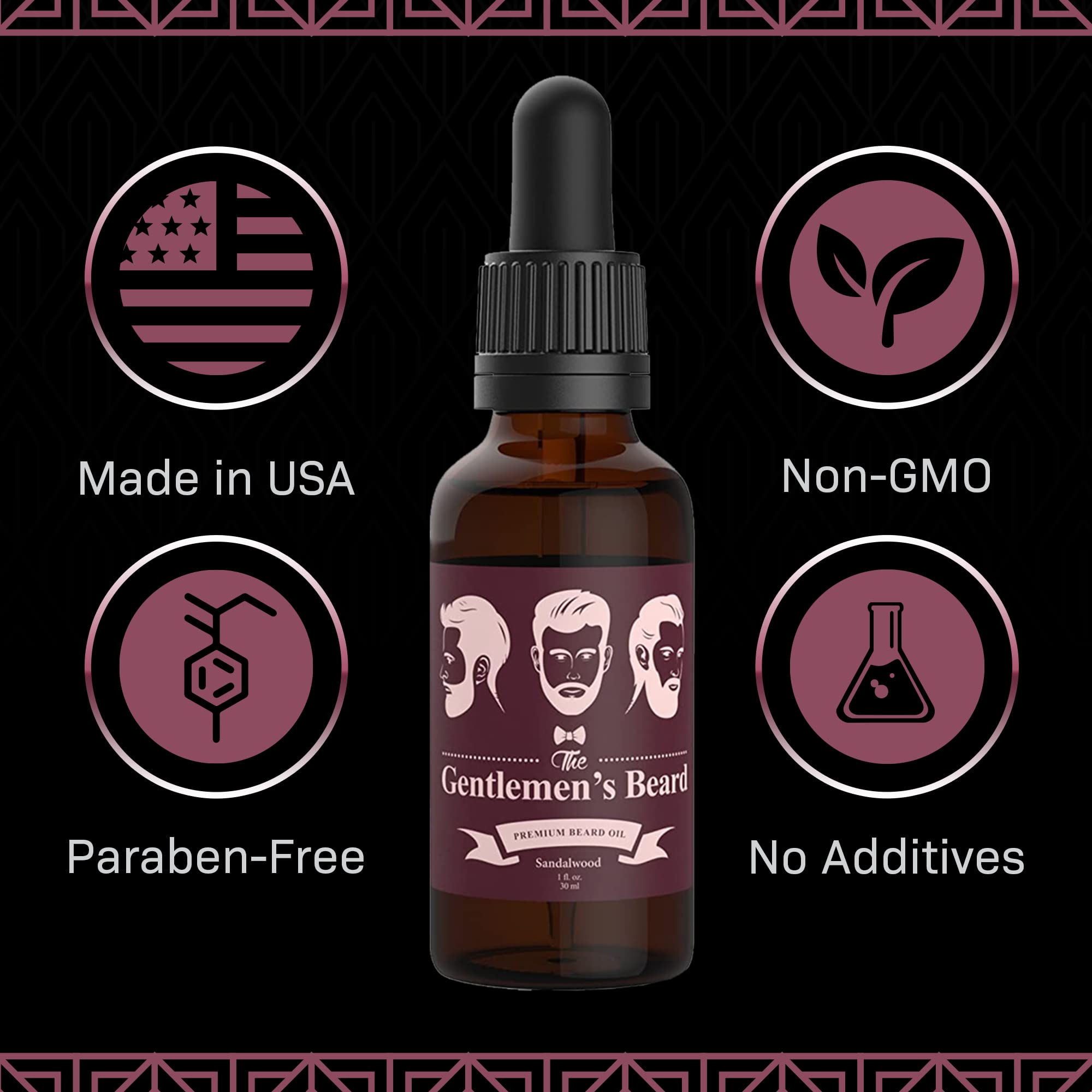 The Gentlemen's Beard Oil - Sandalwood - Conditioner Softener - All Natural - Softens, Strengthens and Promotes Beard & Mustache Growth - Leave In Conditioner