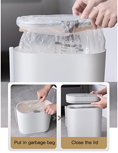 Huaqinglian 2.6 Gallon Automatic Touchless bothroom Trash can with Toiler Brusher- Motion Sensor Smart Garbage Can with lids-Slim Electric Wastebaskets for Bedroom/Living Room/Kitchen/Office (White)