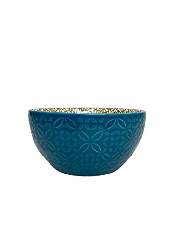 Signature Housewares 28 oz Pad Print PP7 Assorted 6" Bowls (Set of 4), Multicolor