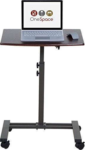 OneSpace Angle and Height Adjustable Mobile Laptop Computer Desk, Single Surface, Dark Walnut