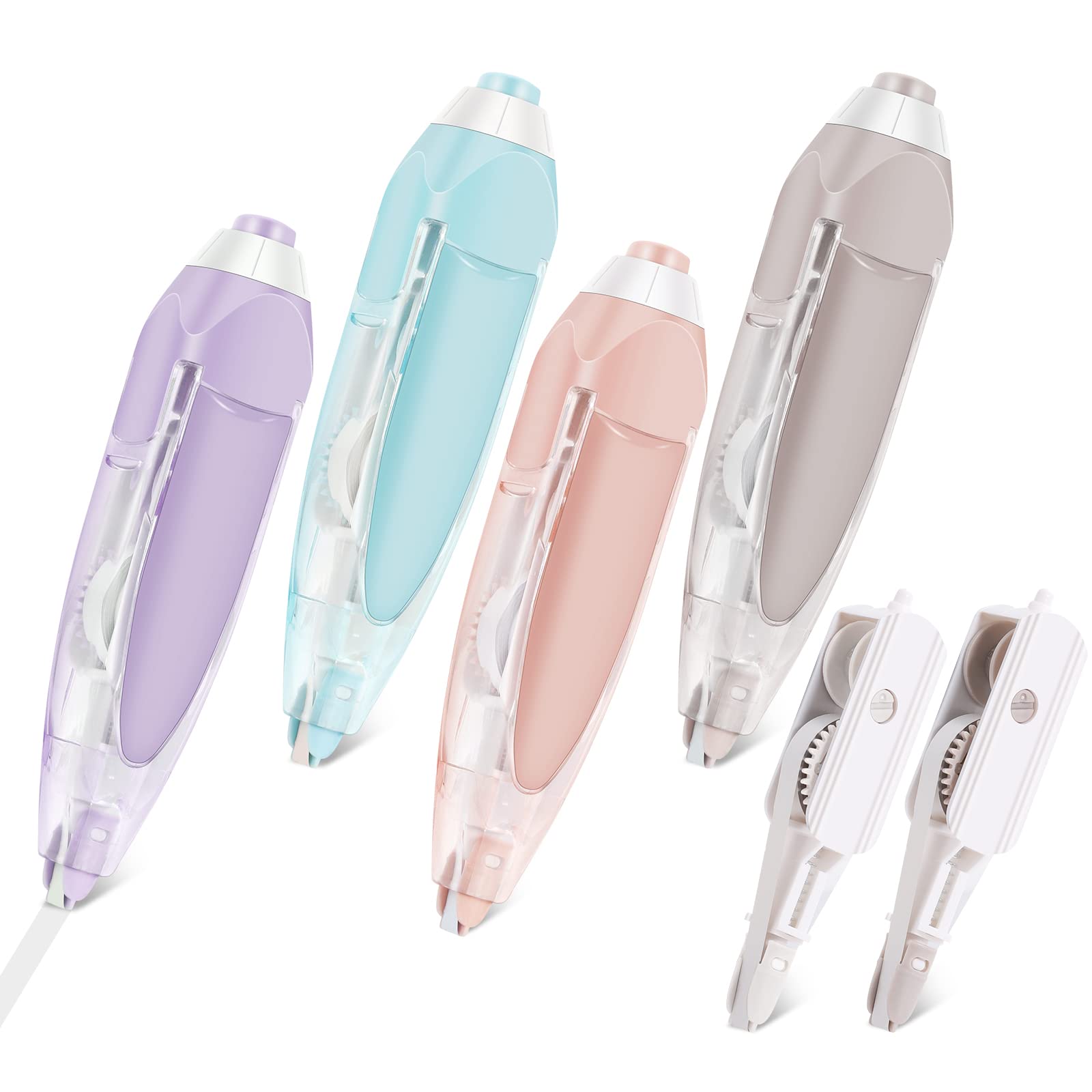 BESARME 6 in 1 Refillable White Out Correction Tape Set, 4 Retractable White Out Tape Pens with 2 Replacement Whiteout Tape for School Office Supplies, 0.2 X 236 Inch