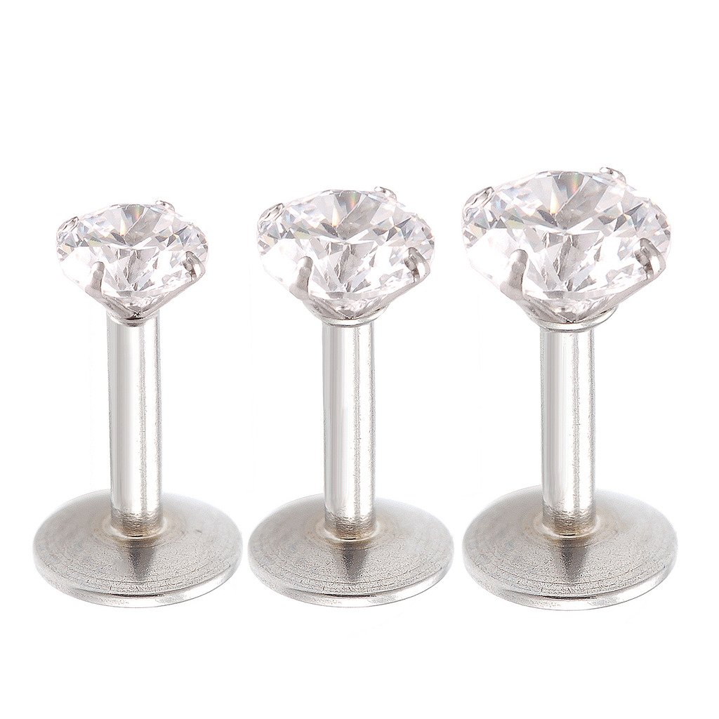 bodyjewellery 16g Internally Threaded Lip Labret Piercing Studs Surgical Steel Helix Monroe Dahlia Tragus Cartilage Snake Bites 1/4 6mm