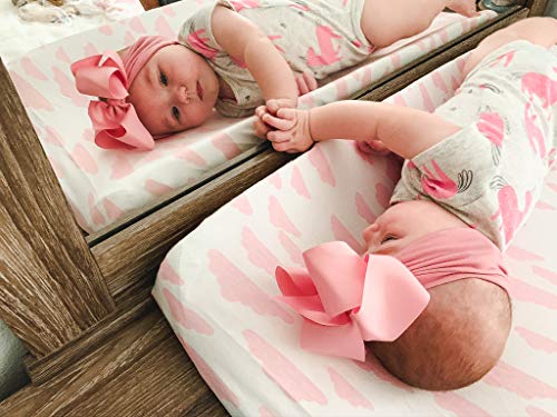 Premium Baby 4 Pack Girl Pure Jersey Machine Washable Pink and White Changing Table Cover β Diaper Changing Pad Cover Sheets