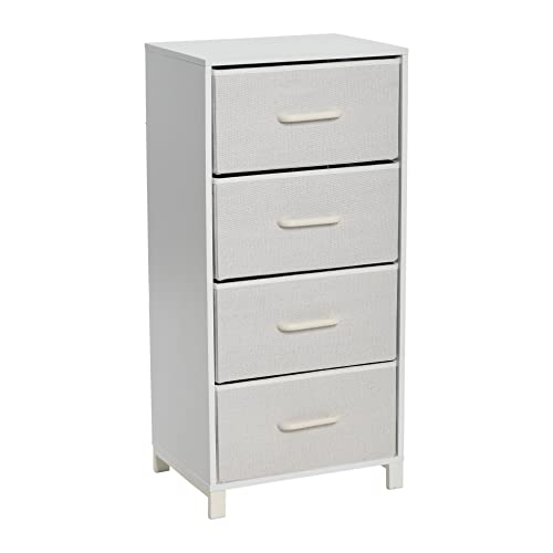 Household Essentials White 4 Drawer Bed Side Table