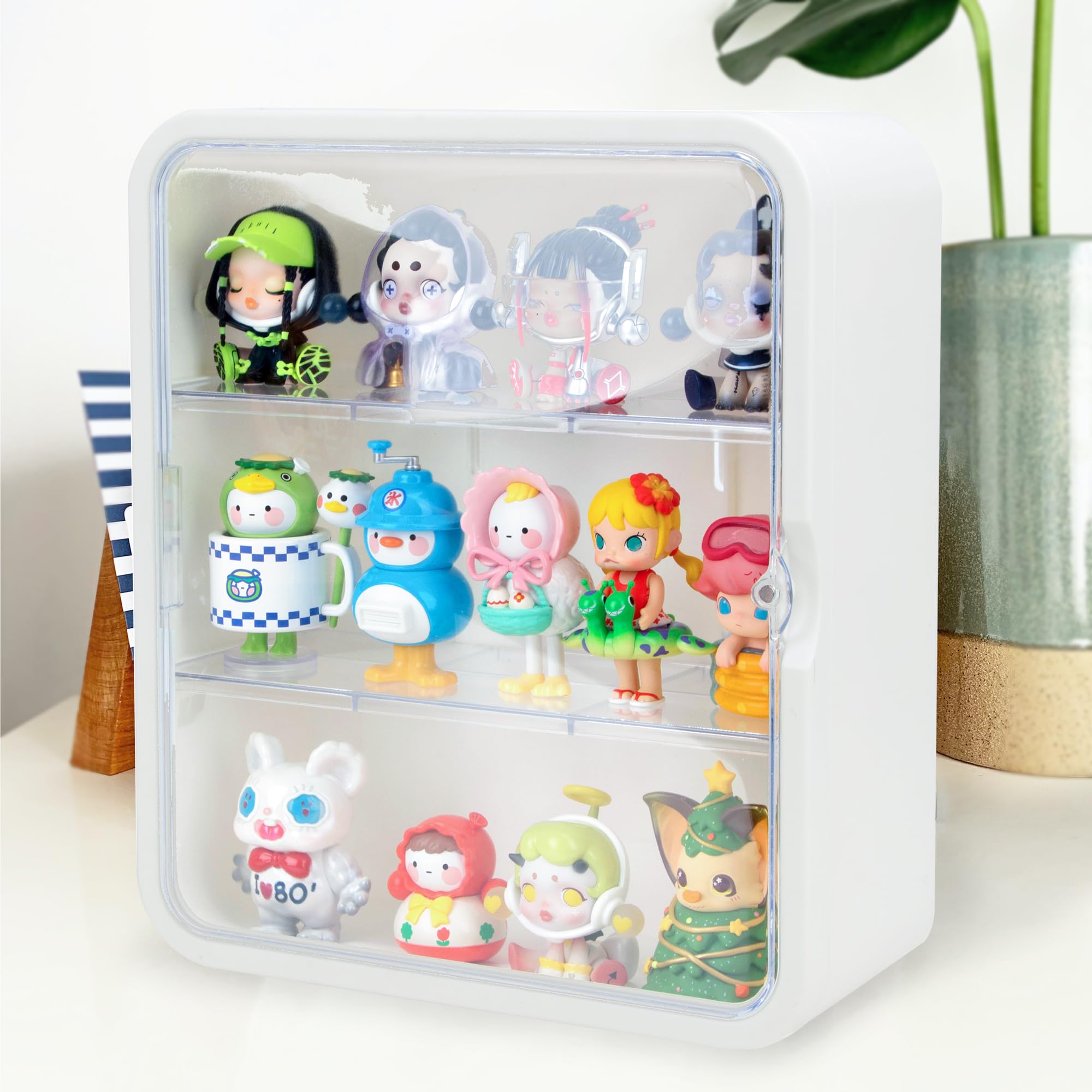 PACMAXI Acrylic Display Case for Mini Funko Pop Figures, Display Cabinet for Mini Funko Pop Figures, Clear Storage Box Cabinet Organizer for Mini Toys, Collections and Stone Rock (Wall Mounted)