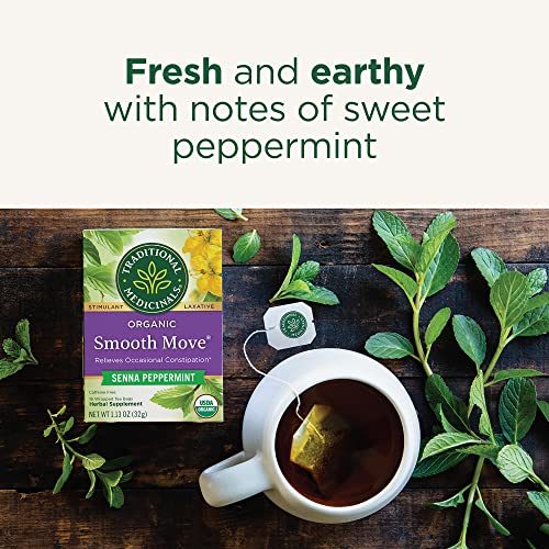 Traditional Medicinals Organic Smooth Move Peppermint Laxative Tea, 16 Count (Pack of 6)