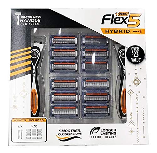 Bic Flex 5 Hybrid Razor Box Gift Set 12 Cartridges 2 Handles