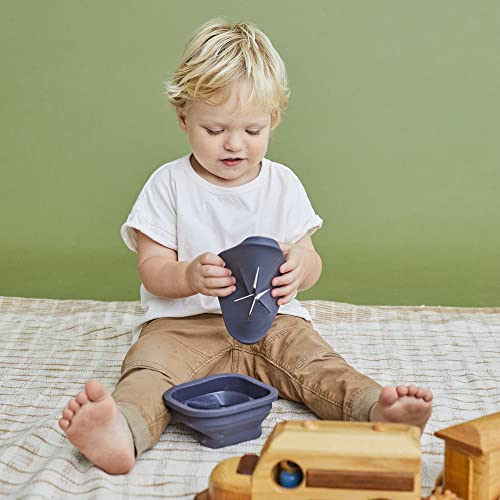 Austin Baby Co Silicone Collapsible Snack Bowl – Reusable Snack Container with Two Specialized Lids – BPA free, Dishwasher Safe and Leakproof for Toddlers & Babies