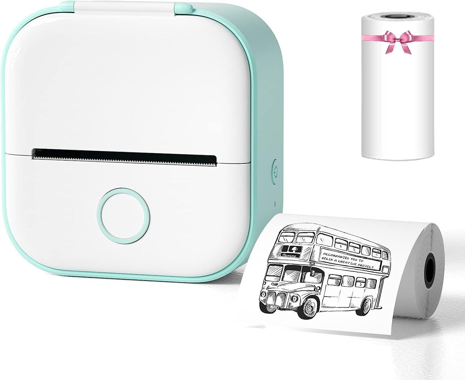 DSACL Print Pod Mini Pocket Printer, Inkless Sticker Printer for School, Fast Portable Thermal Printer with Adhesive Paper (Green)