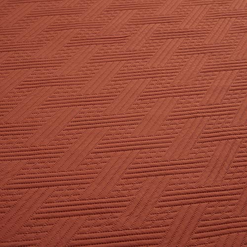 SunStyle Home Quilt Set Full/Queen Size, Rust Diamond Pattern Bedspread-90x96, Soft Lightweight Microfiber Coverlet, Luxurious Warm Bed Cover for All Seasons-3 Pieces(1 Quilt, 2 Pillow Shams)