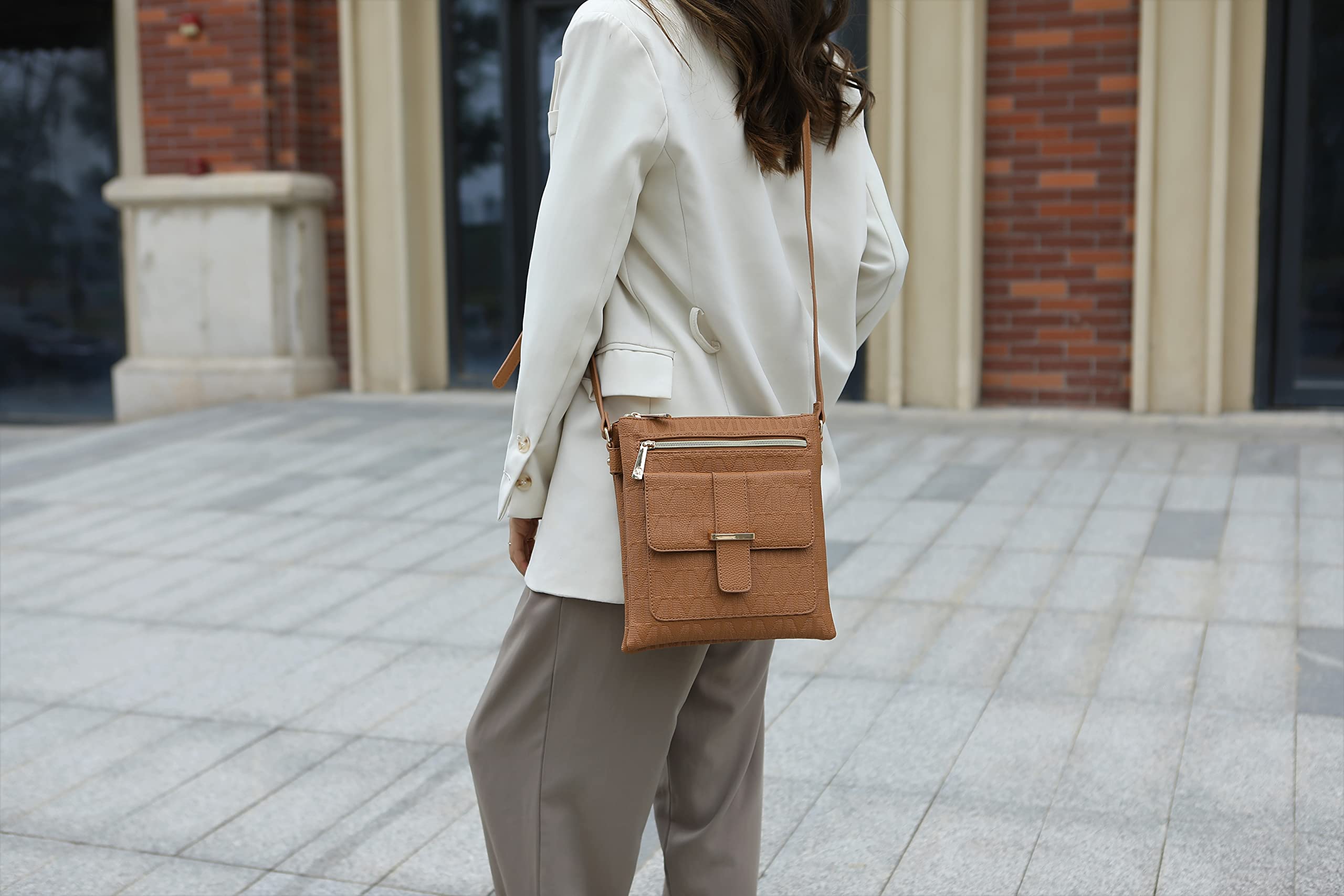 MKF Crossbody Bag for Women β PU Leather Pocketbook Handbag Triple Compartment Messenger Purse β Shoulder Strap