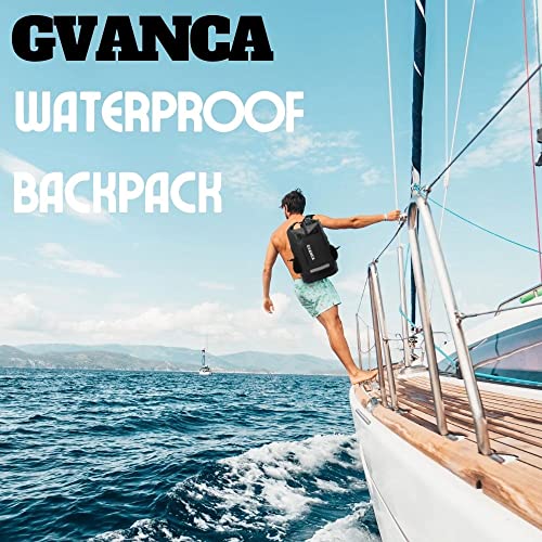 GVANCA Waterproof Dry Bag Backpack for Kayaking, Roll Top Kayak Dry Backpack, Floating Outdoor Dry Sack Boating Sailing Canoeing Rafting Fishing Camping 35L Black