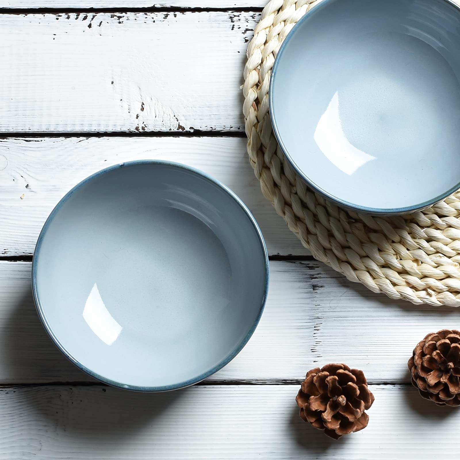 Bosmarlin Ceramic Bowl Set of 4, Dishwasher and Microwave Safe (5.75 Inches, Grey)