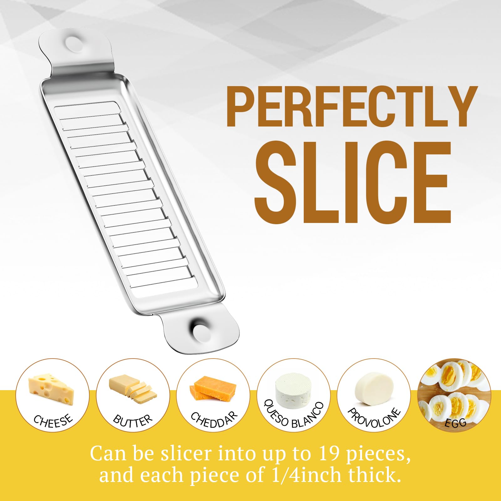 Butter & Cheese Slicer, ENLOY Stainless Steel Multipurpose Cheese Slicer Food Cutter, Cheese Slicer with Ergonomic handle for block cheese, Butter Slicer Cut Into 1/4 Inch on Average, Dishwasher Safe