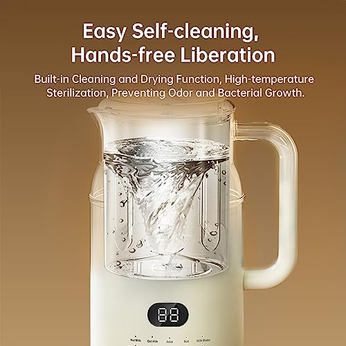 soseki Nut Milk Maker Machine,1.05QT Automatic Almond Milk Maker Machine 6 Pre-set Plant Milk Recipes, One-touch Cleaning And Drying Soy Milk Maker Machine, Nut/Soy/Coconut/Oat Milk Maker Machine (White)