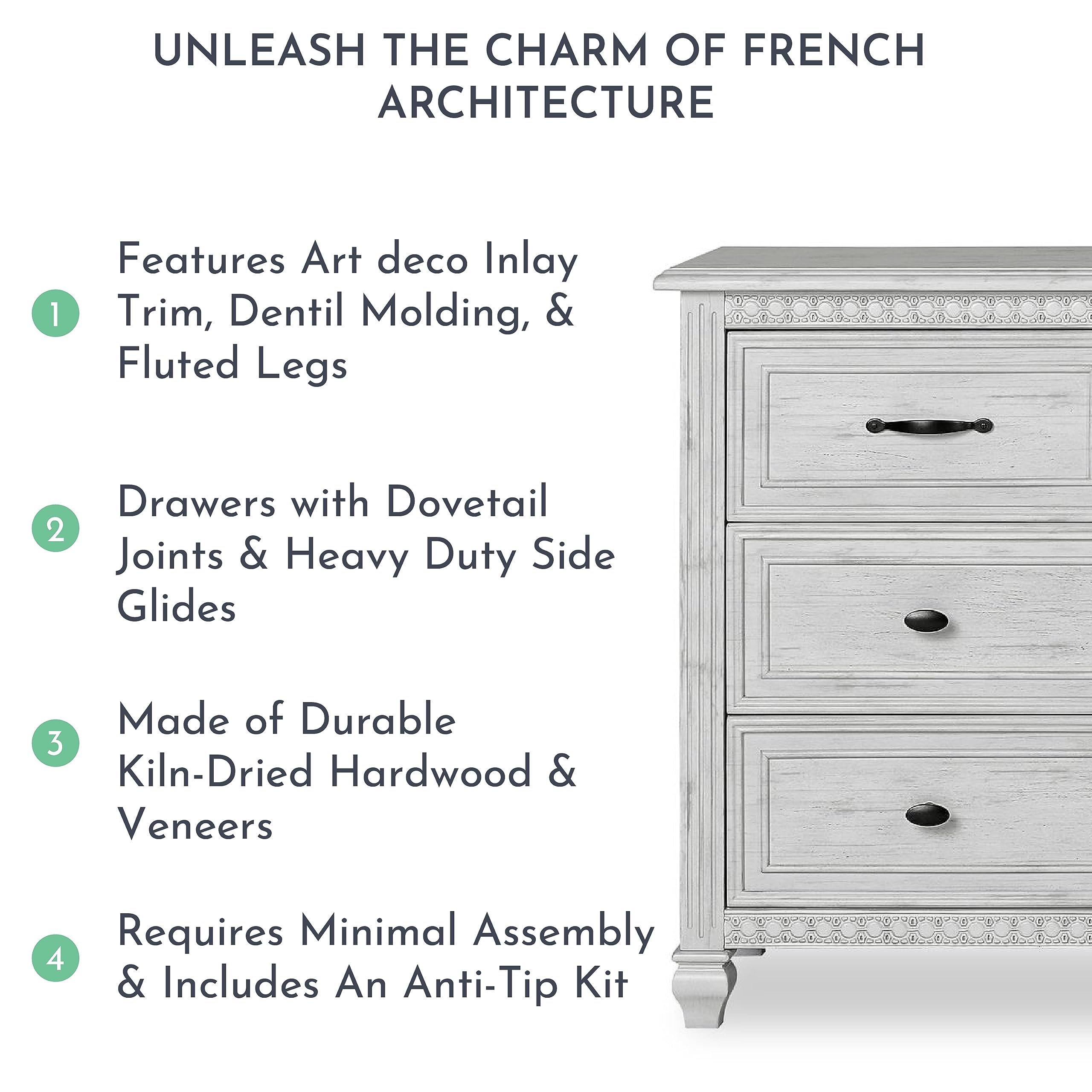 Evolur Madison Double Dresser in Antique Grey Mist